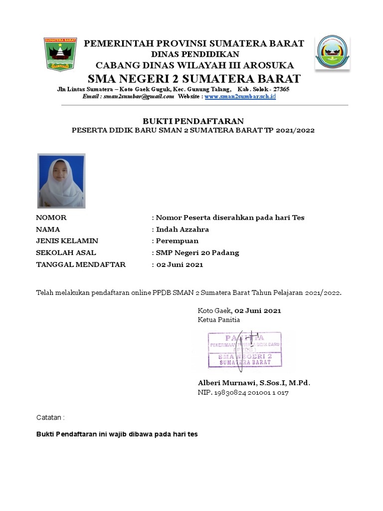 PPDB Sman 2 Sumbar | PDF