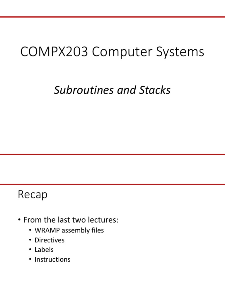 03-Subroutines and Stacks | PDF | Subroutine | Parameter (Computer Programming)