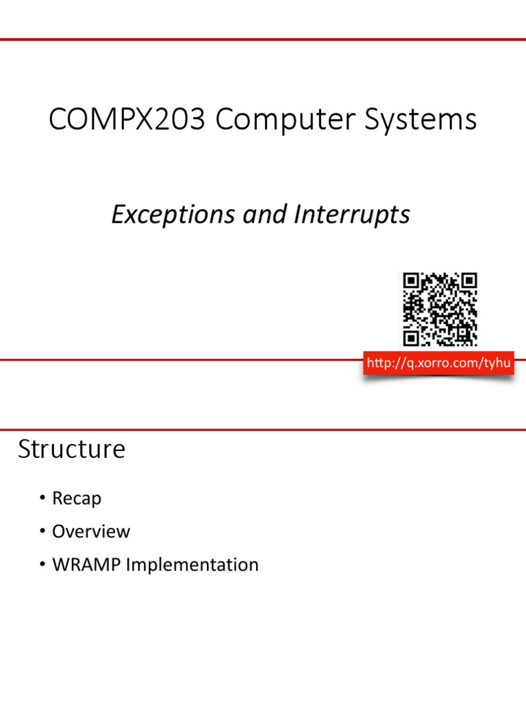 COMPX203 Computer Systems: Exceptions and Interrupts | PDF | Input/Output | Information Age