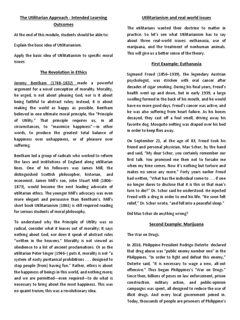 The Utilitarian Approach | PDF | Utilitarianism | Animal Rights