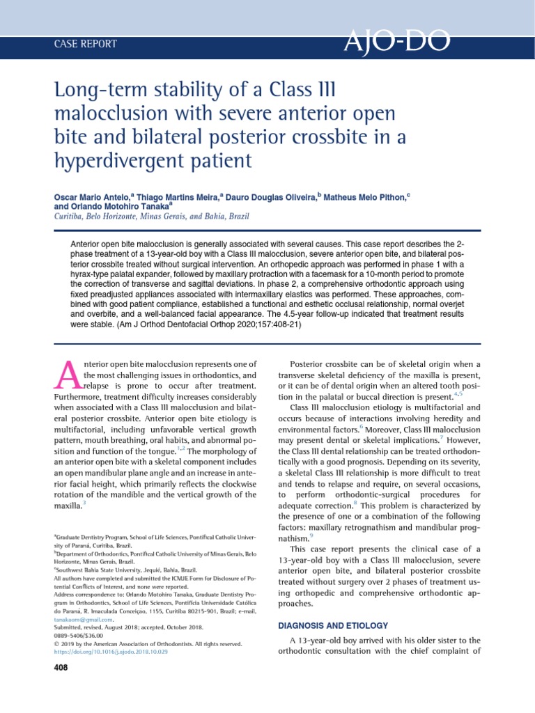 Long-Term Stability of A Class III Malocclusion With Severe Anterior ...
