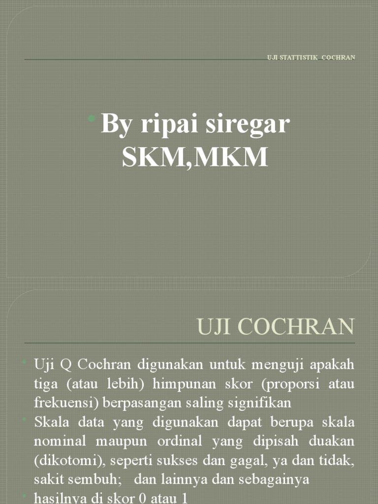 Uji Cochran untuk Produktivitas Kerja | PDF