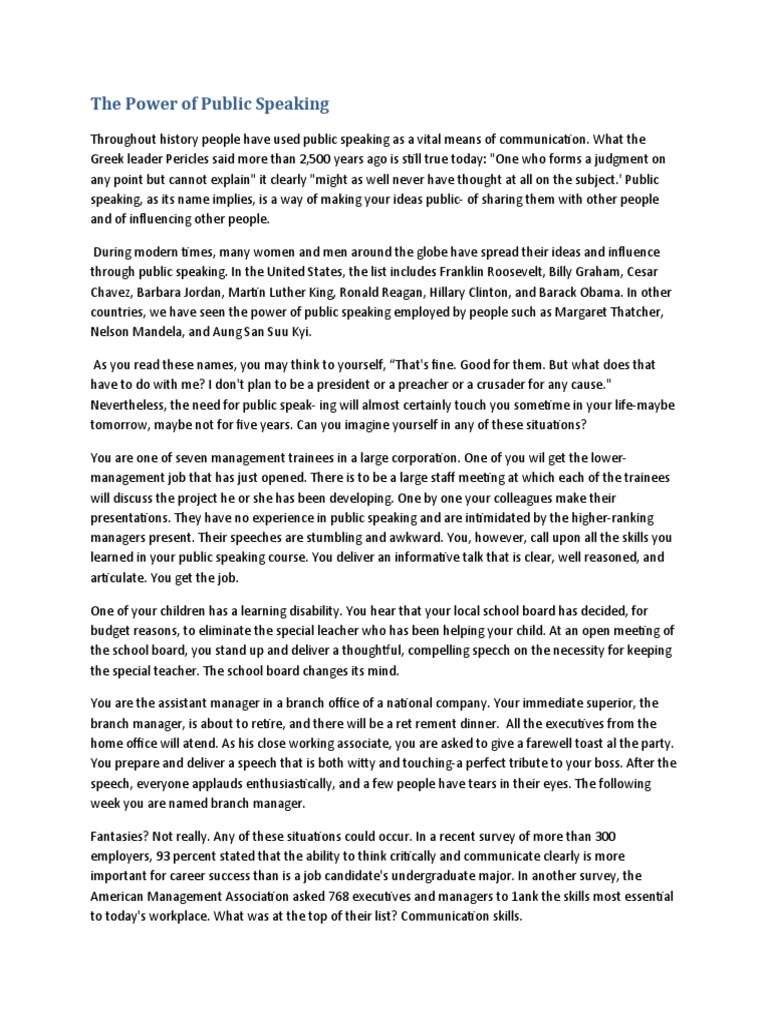 The Power of Public Speaking | PDF | Pearl | Job Interview