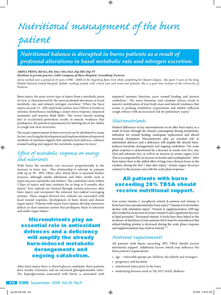 Nutritional Management of The Burn Patient: Micronutrients | PDF ...
