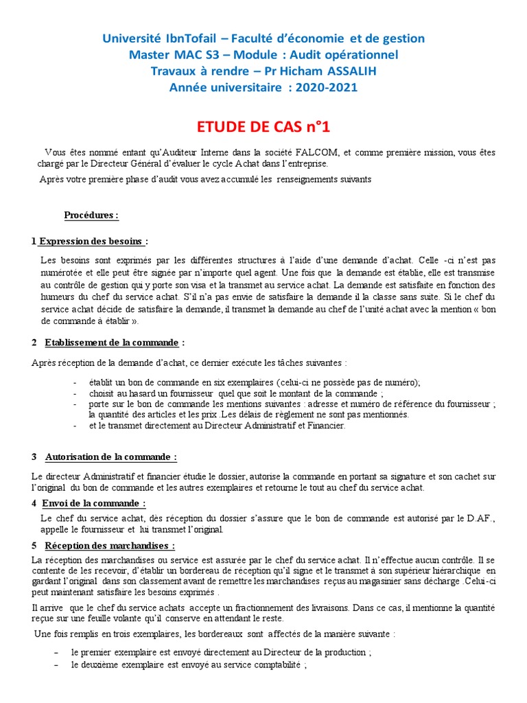 Audit Opérationnel | PDF | Facture | Chèque