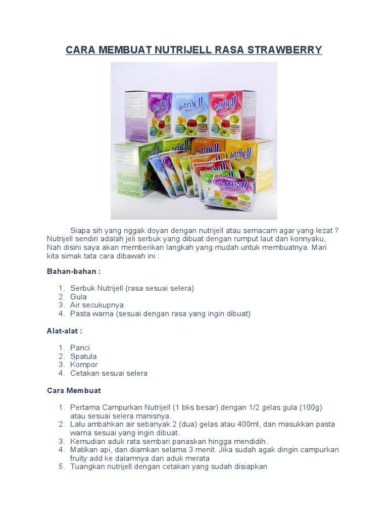 Cara Membuat Nutrijell Rasa Strawberry | PDF