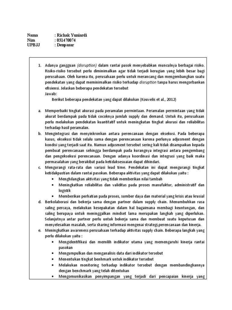 Tugas 3 Manajemen Rantai Pasokan | PDF