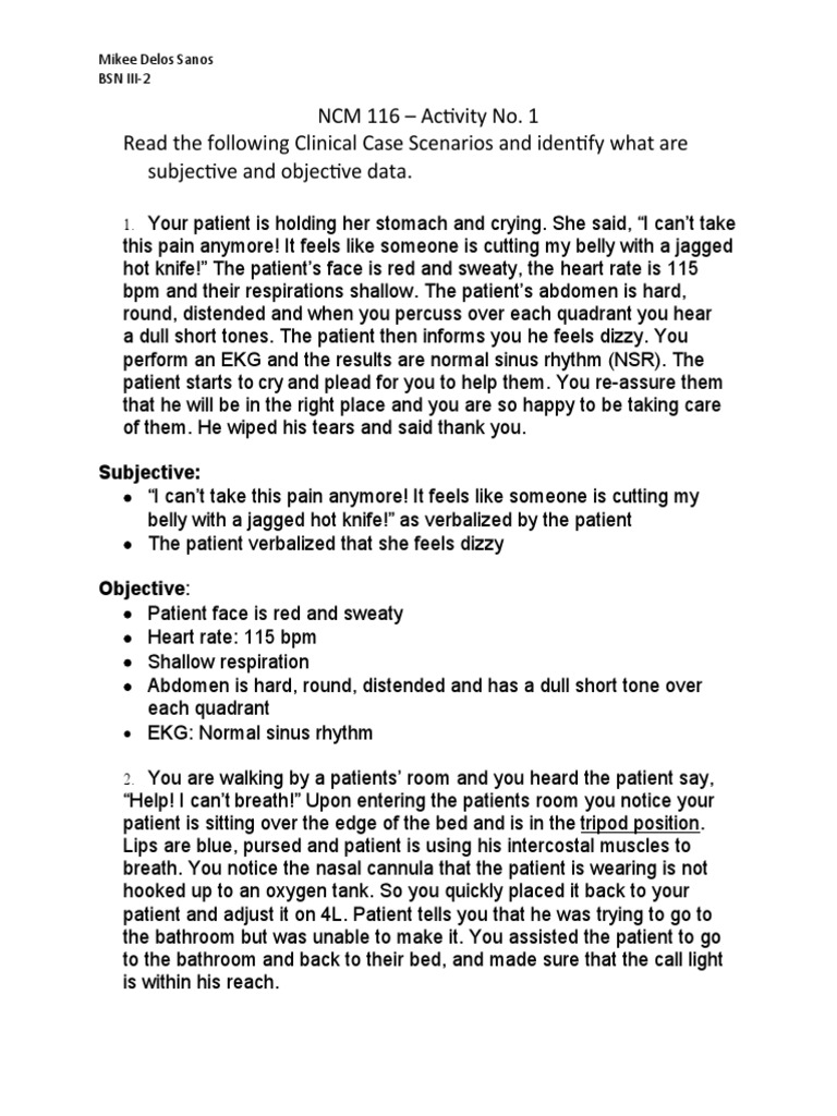 Activity 1. NCM 116 | PDF | Breathing | Abdomen