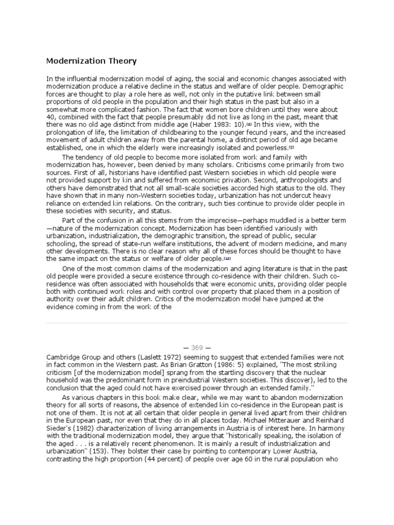 Modernization Theory | PDF | Modernization Theory | Old Age