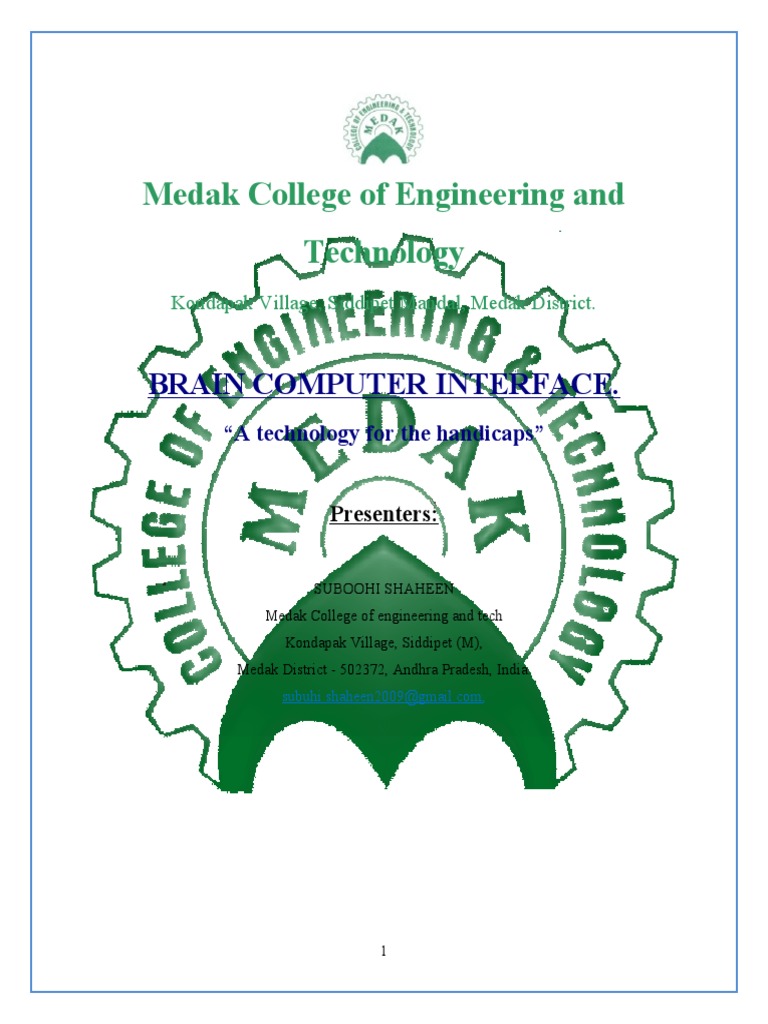 Medak College of Engineering and Technology: Brain Computer Interface ...