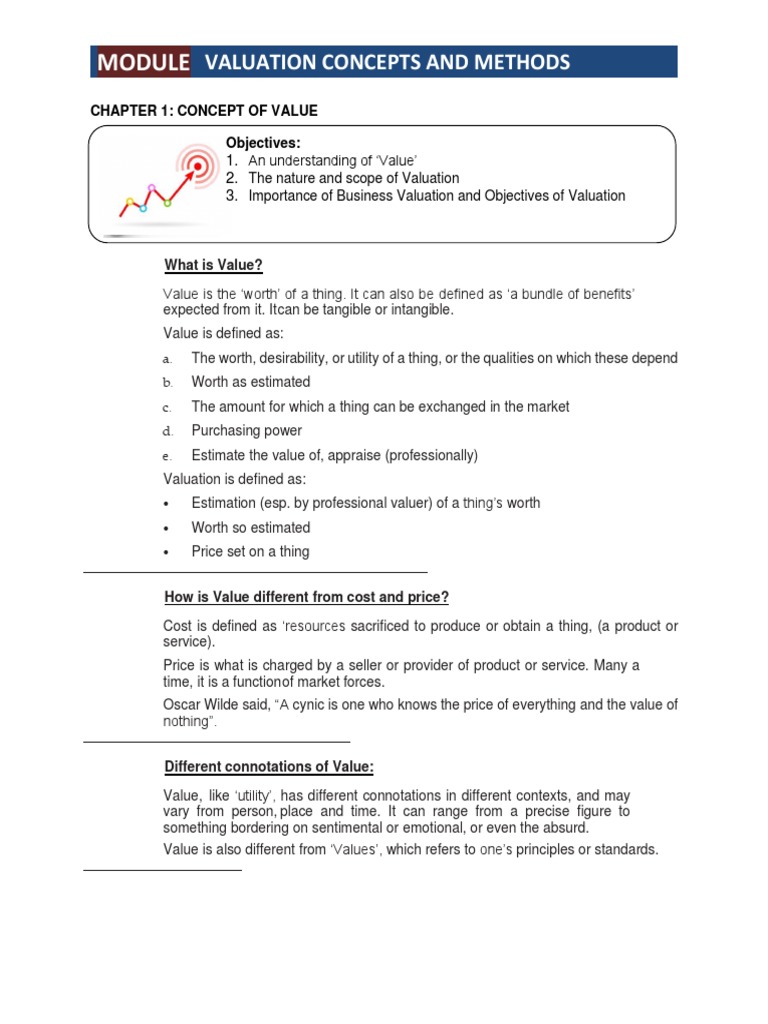 Chapter 1 - Concept of Value | PDF | Business Valuation | Valuation ...