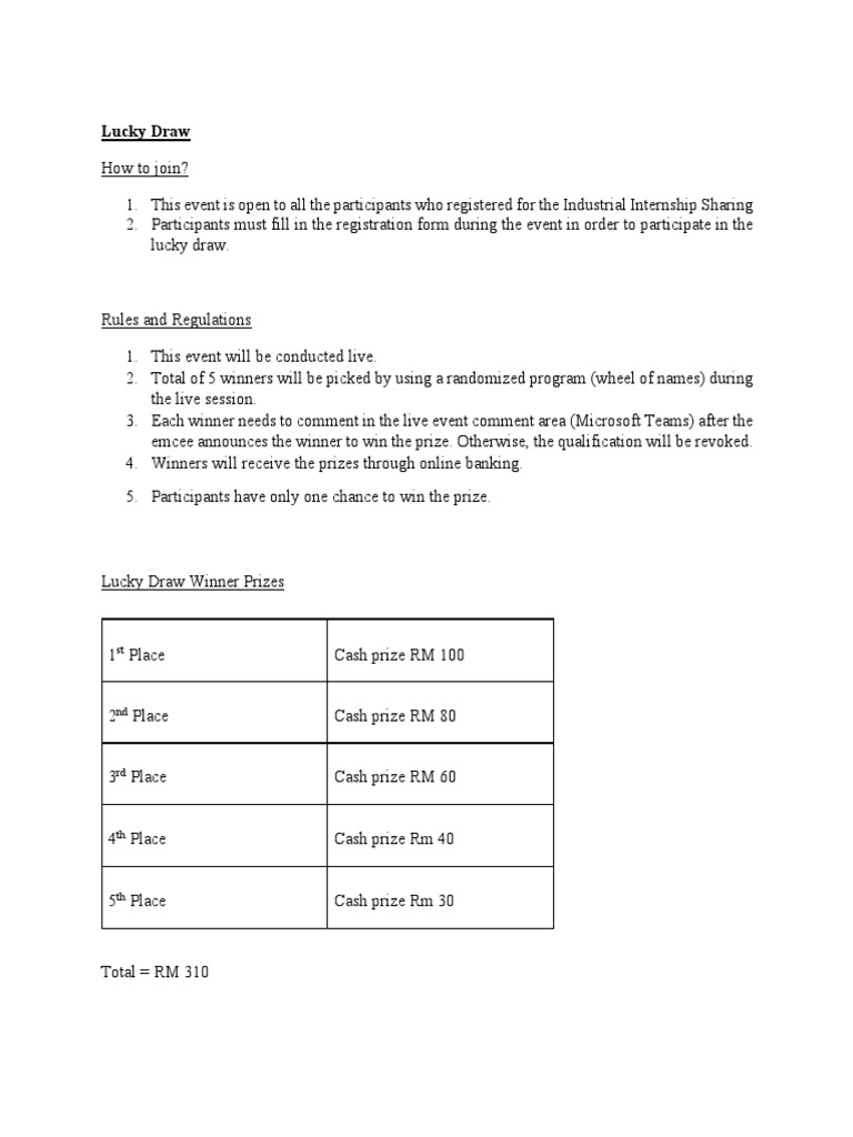 Lucky Draw R&R | PDF