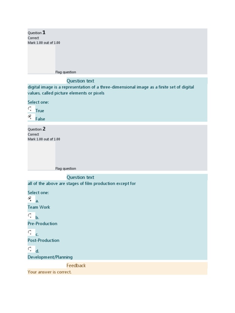 Question Text: Correct Mark 1.00 Out of 1.00 | PDF | Computer Engineering | Vision