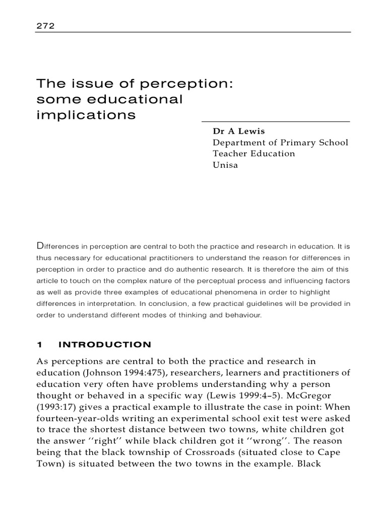 Perception - Educare1 v30 n1 A15 | PDF | Perception | Stereotypes