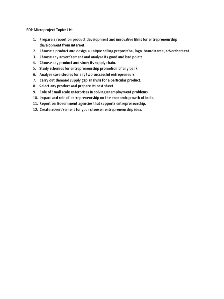 EDP Microproject Topics List | PDF