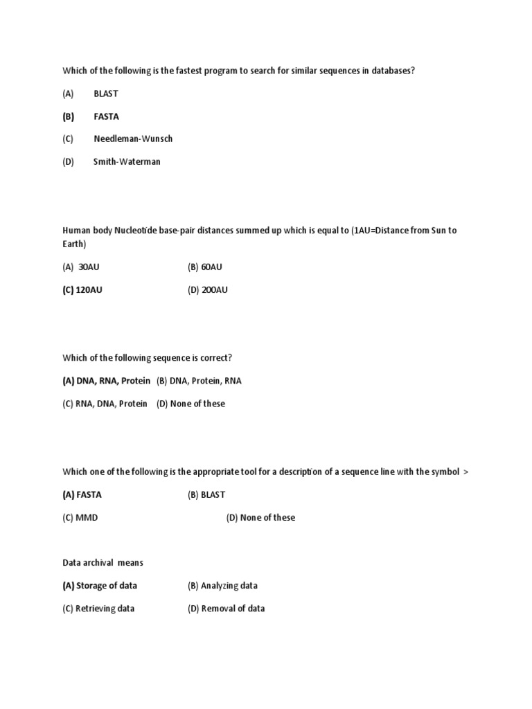 MCQ Bio | PDF | Sequence Alignment | Biostatistics