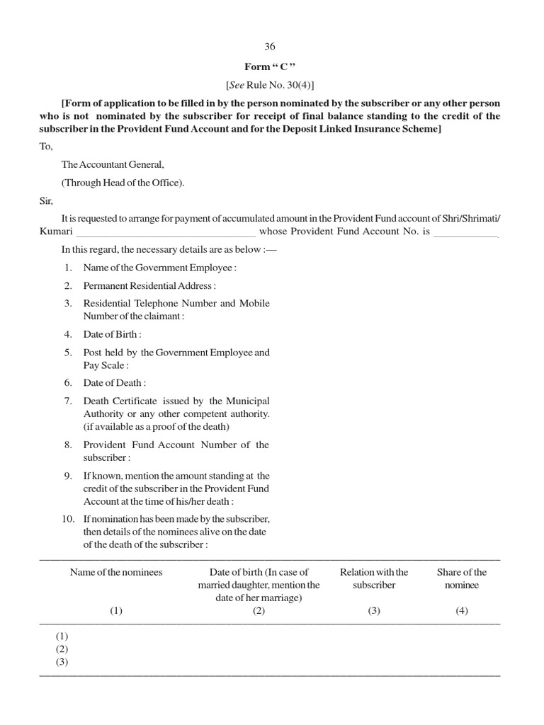 GPF Namuna C Details | PDF | Insurance | Financial Services