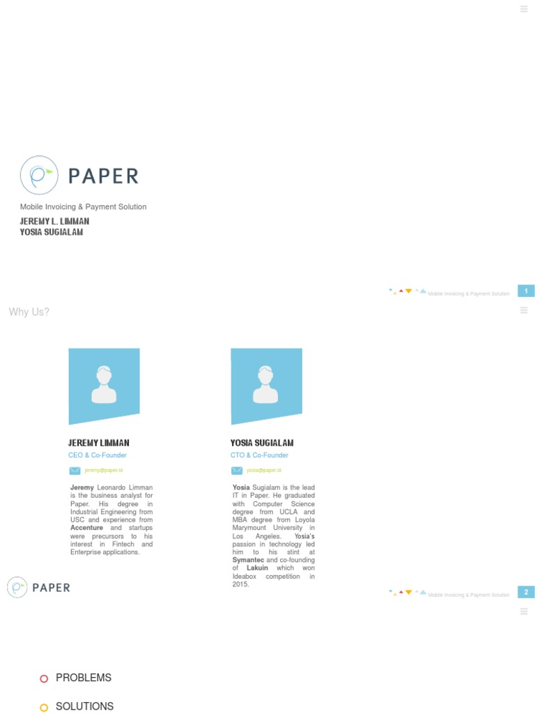 Jeremy L. Limman Yosia Sugialam: Mobile Invoicing & Payment Solution ...