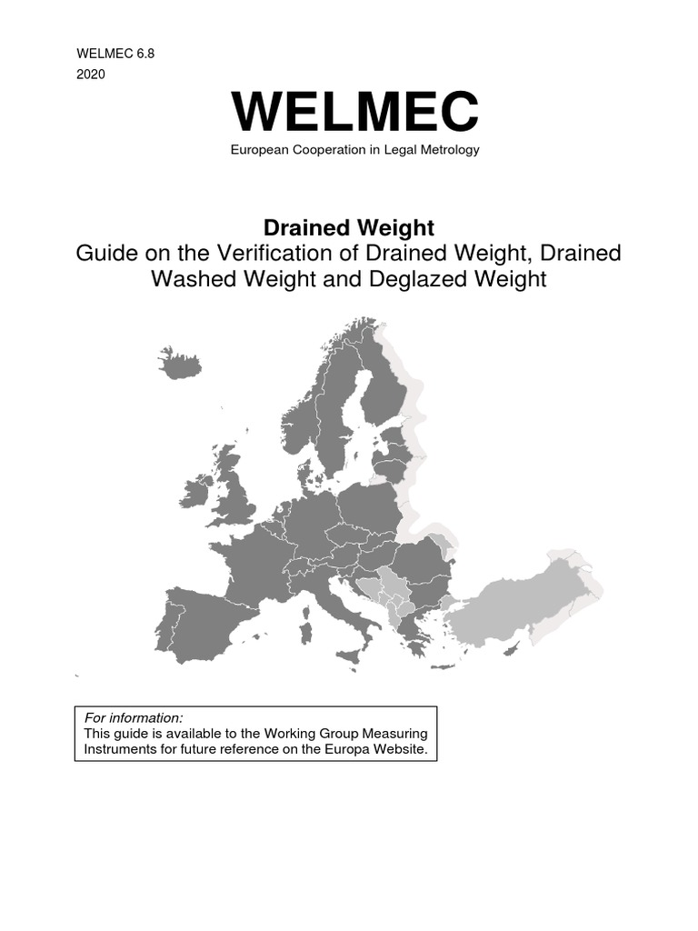 Welmec: Guide On The Verification of Drained Weight, Drained Washed ...