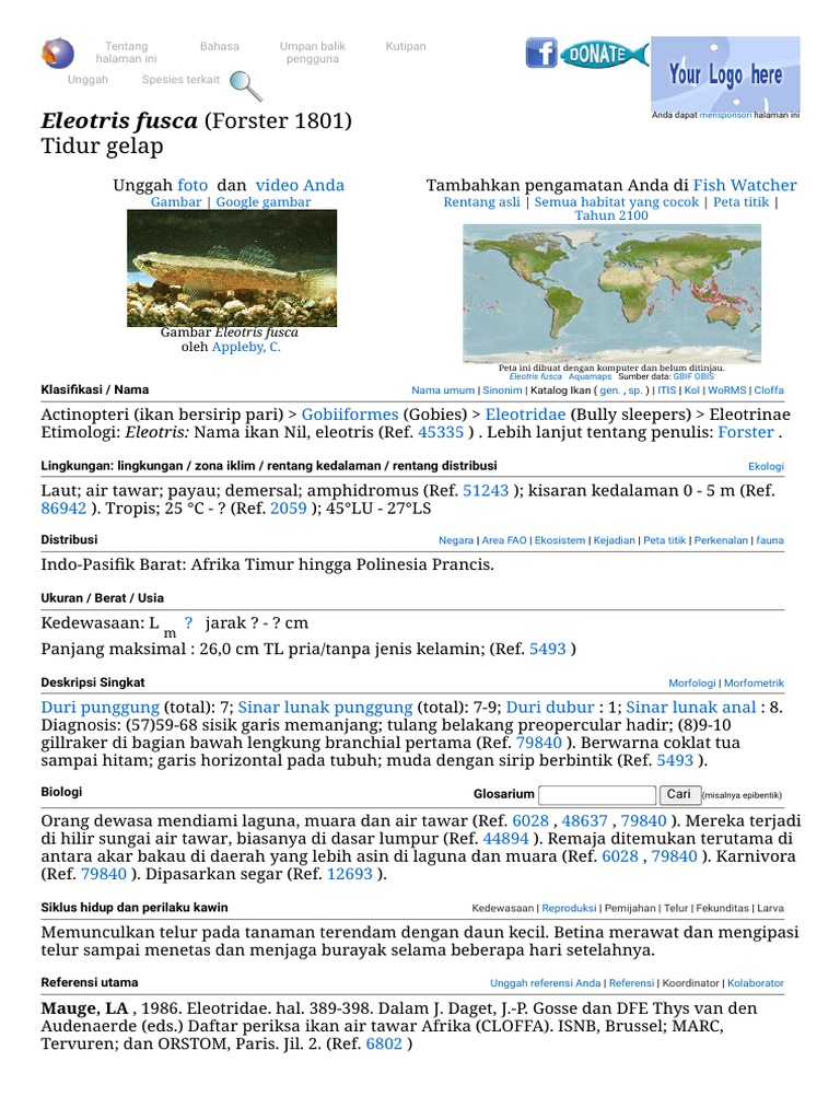 Eleotris Fusca, Dusky Sleeper - Perikanan, Akuarium | PDF