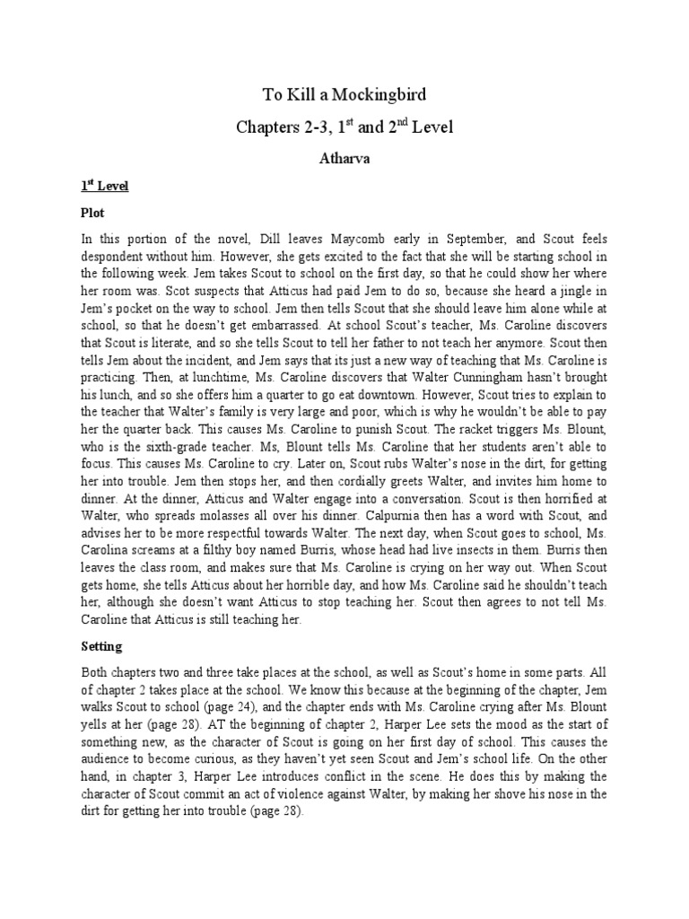 To Kill A Mockingbird Chapters 2-3 1st and 2nd | PDF | To Kill A ...