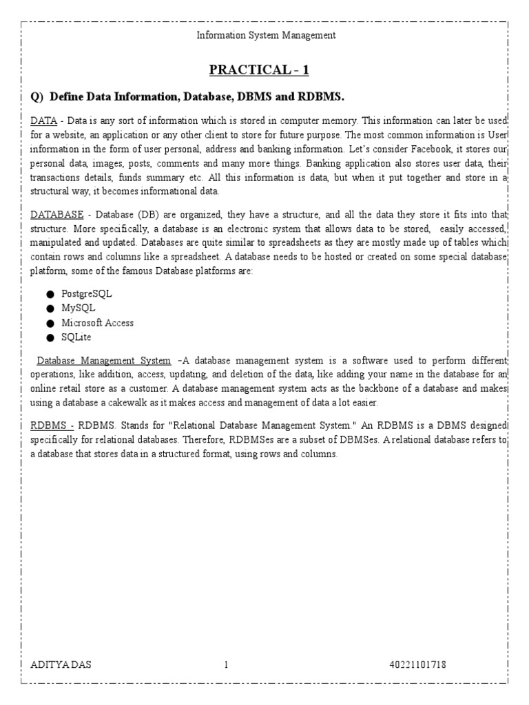 ISM Lab File | PDF | Relational Database | Sql