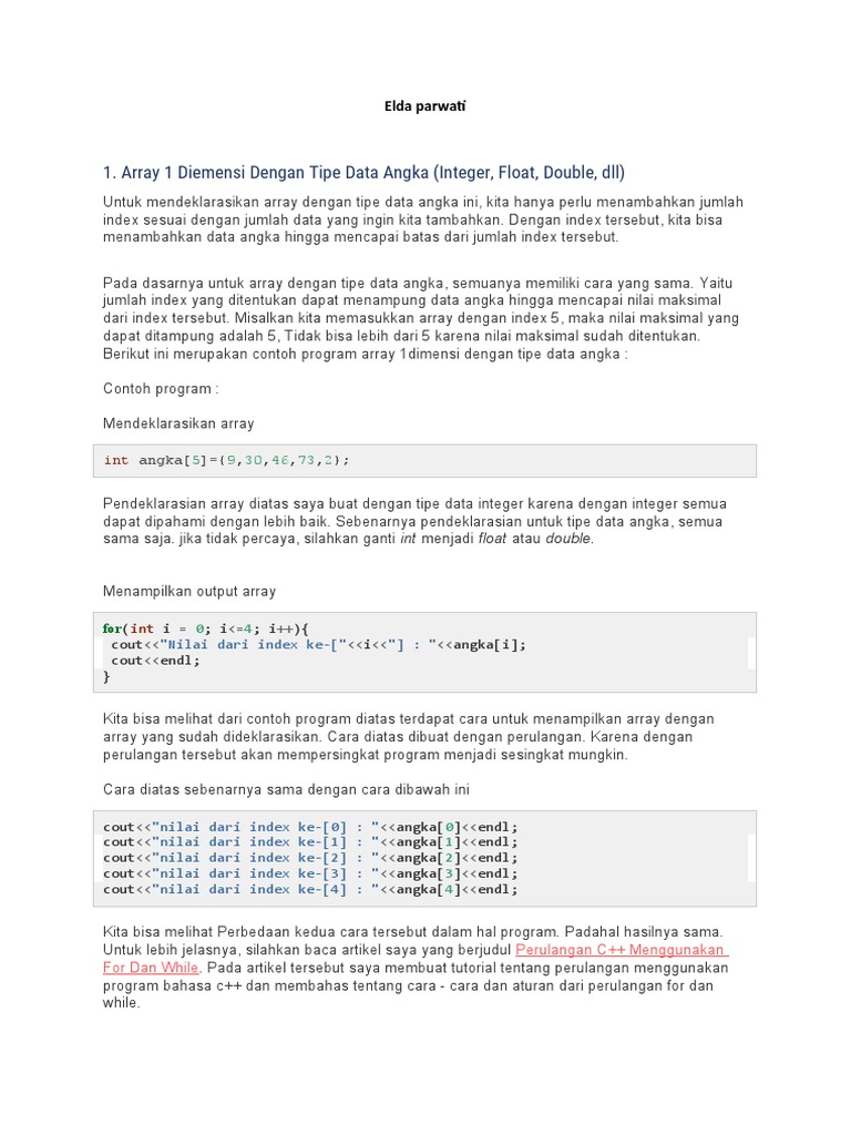 Array 1 Dimensi | PDF