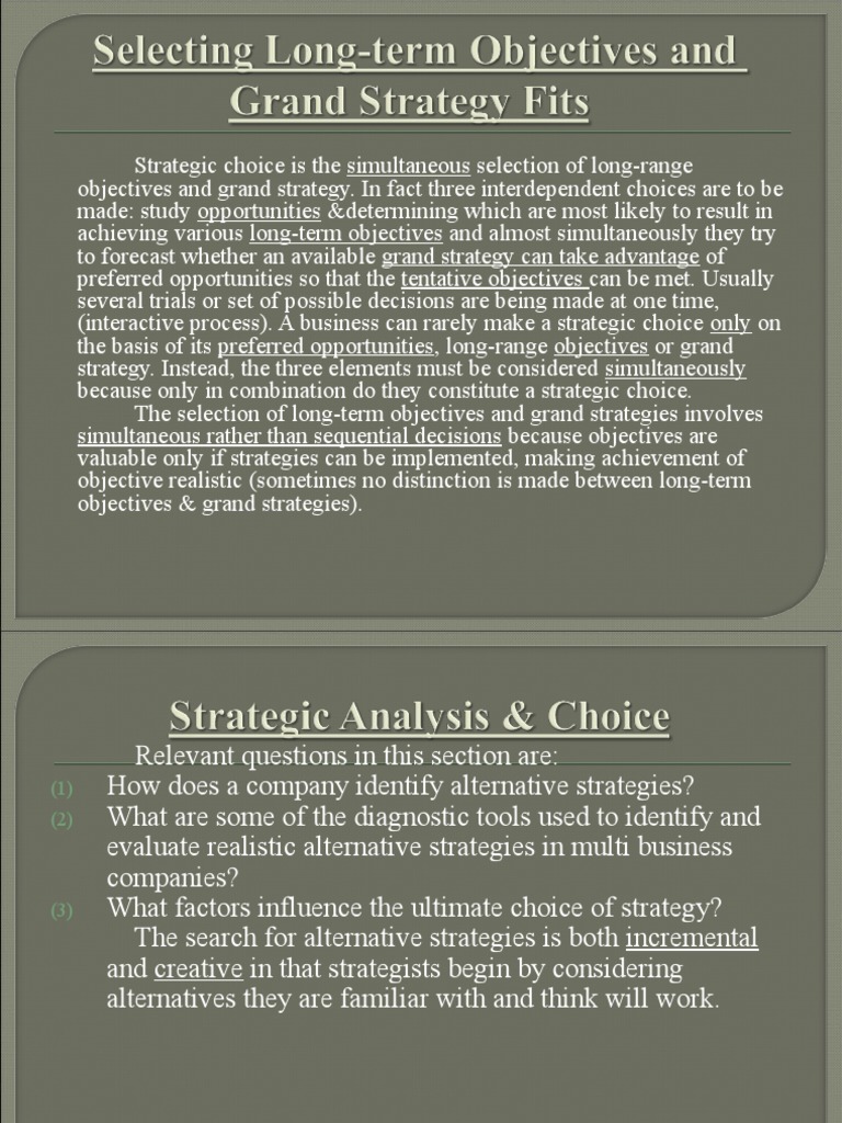 7selecting Long-Term Objectives Grand Strategy Fits | PDF | Economies ...
