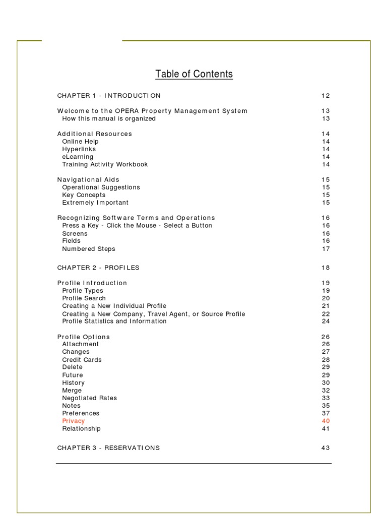 01 - Introduction - Opera PMS User Guide Version 4 | Educational ...