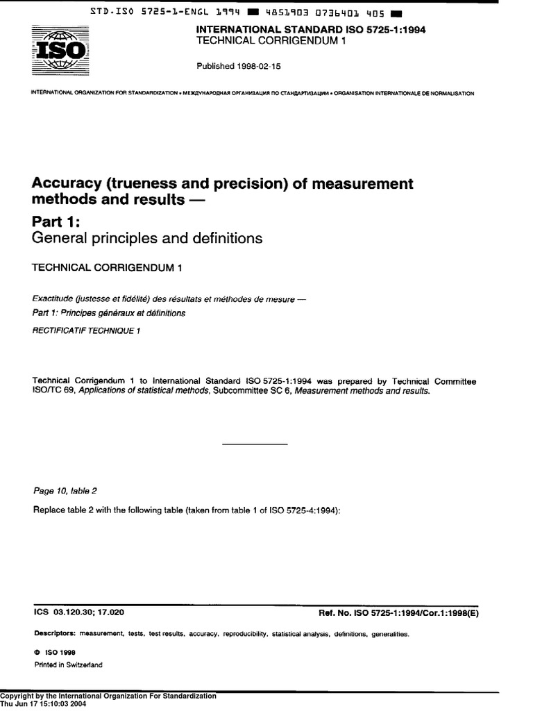 Iso 5725 1 (1994) | PDF