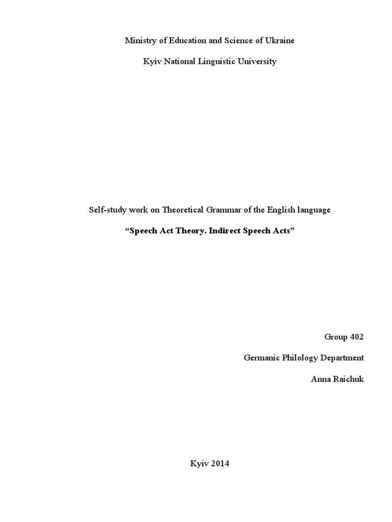 Speech Act Theory | PDF | Logic | Semiotics