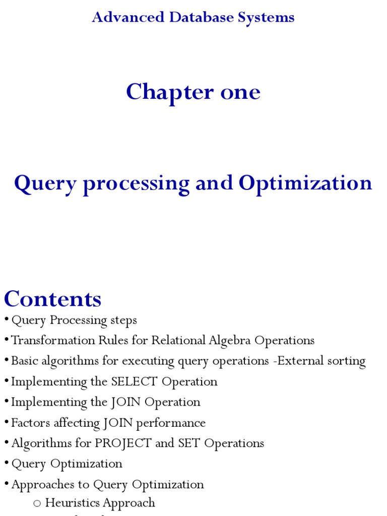 Chapter 1 Query Processing | PDF | Database Index | Relational Model
