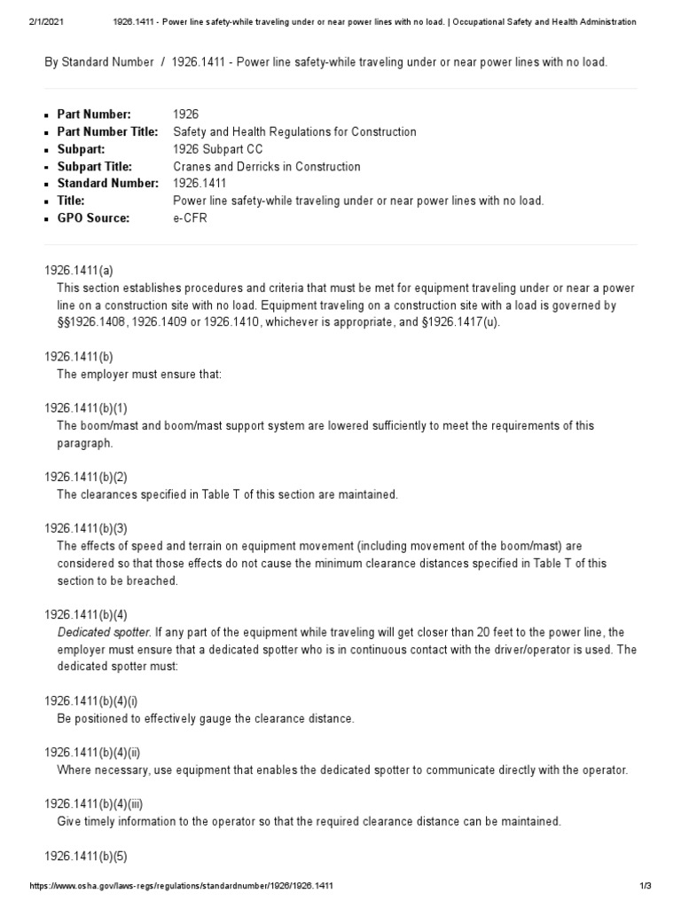 OSHA Power Line Clearance Guidelines | PDF | Electric Power ...