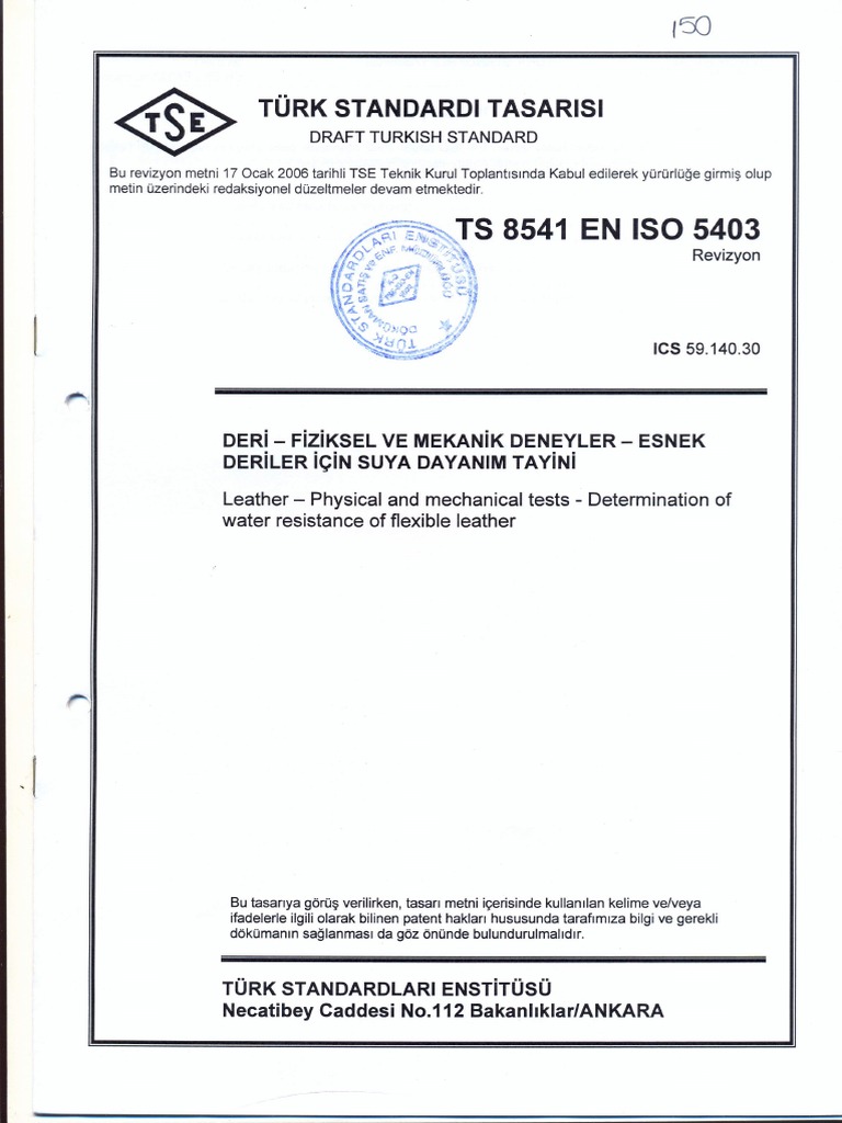 TS 8541 EN ISO 5403 (Ocak 06) | PDF