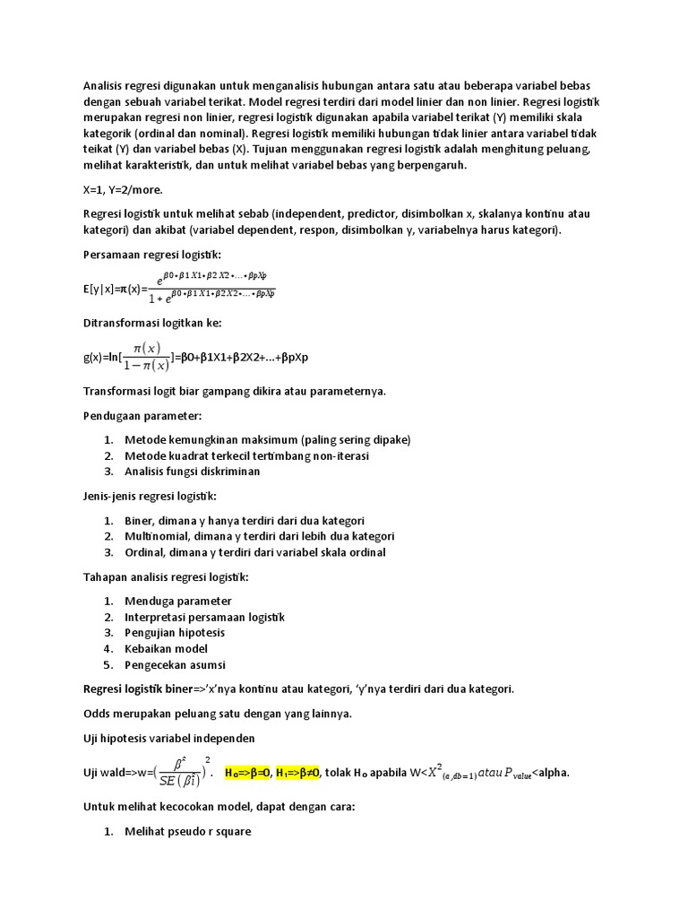 Regresi Logistik | PDF | Metode & Bahan Ajar | Sains & Matematika