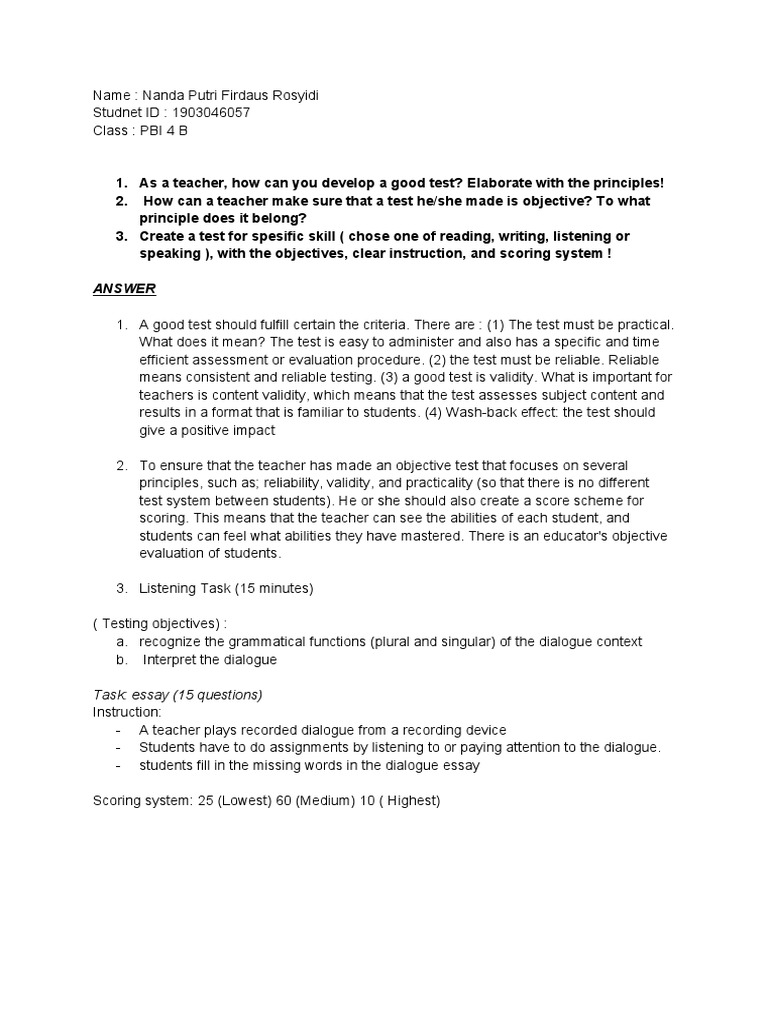 Answer: Task: Essay (15 Questions) | PDF