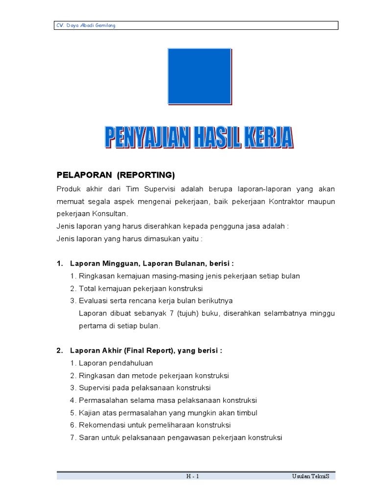 I - Penyajian Hasil Kerja | PDF