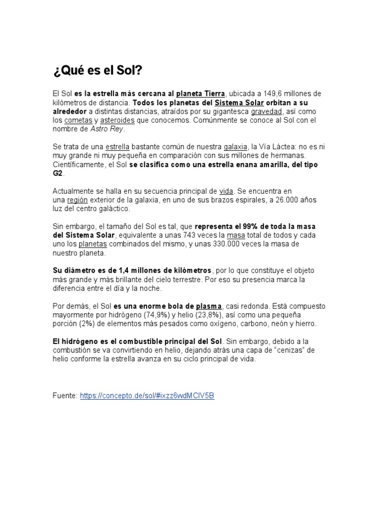 Qué Es El Sol | PDF
