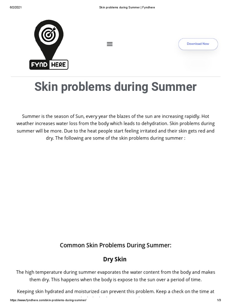 Skin Problems During Summer - Fyndhere | PDF