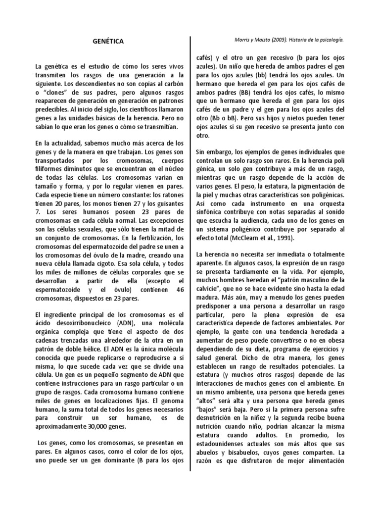Examen Genética | PDF | Gene | Cromosoma