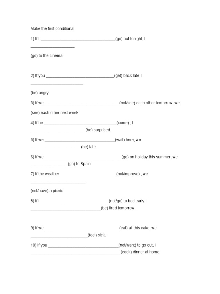 First Conditional Workshop | PDF