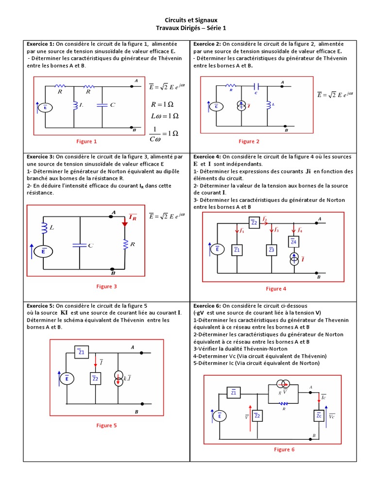 1GE TD Série1 en Circuits Signaux | PDF | Tension électrique | Réseau électrique