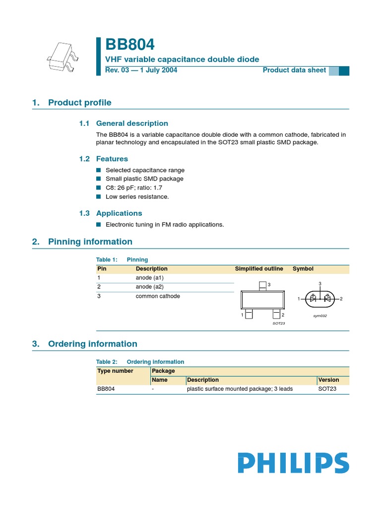 Product Profile: VHF Variable Capacitance Double Diode | PDF | Diode | Application Software