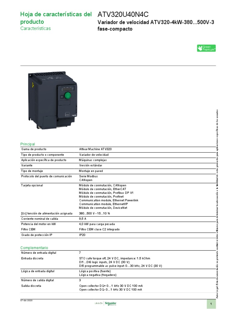 Manual Variador Altivar 320 Español | PDF | Fuente de alimentación ...