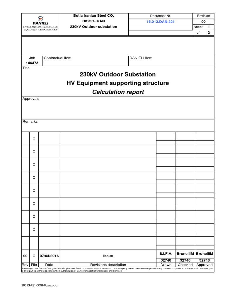 Structure Calculation | PDF | Strength Of Materials | Electrical Substation