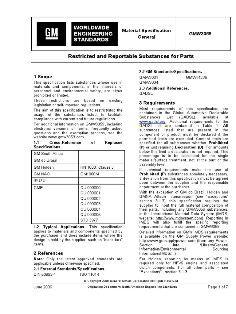 GMW3059 | PDF | Specification (Technical Standard) | Science