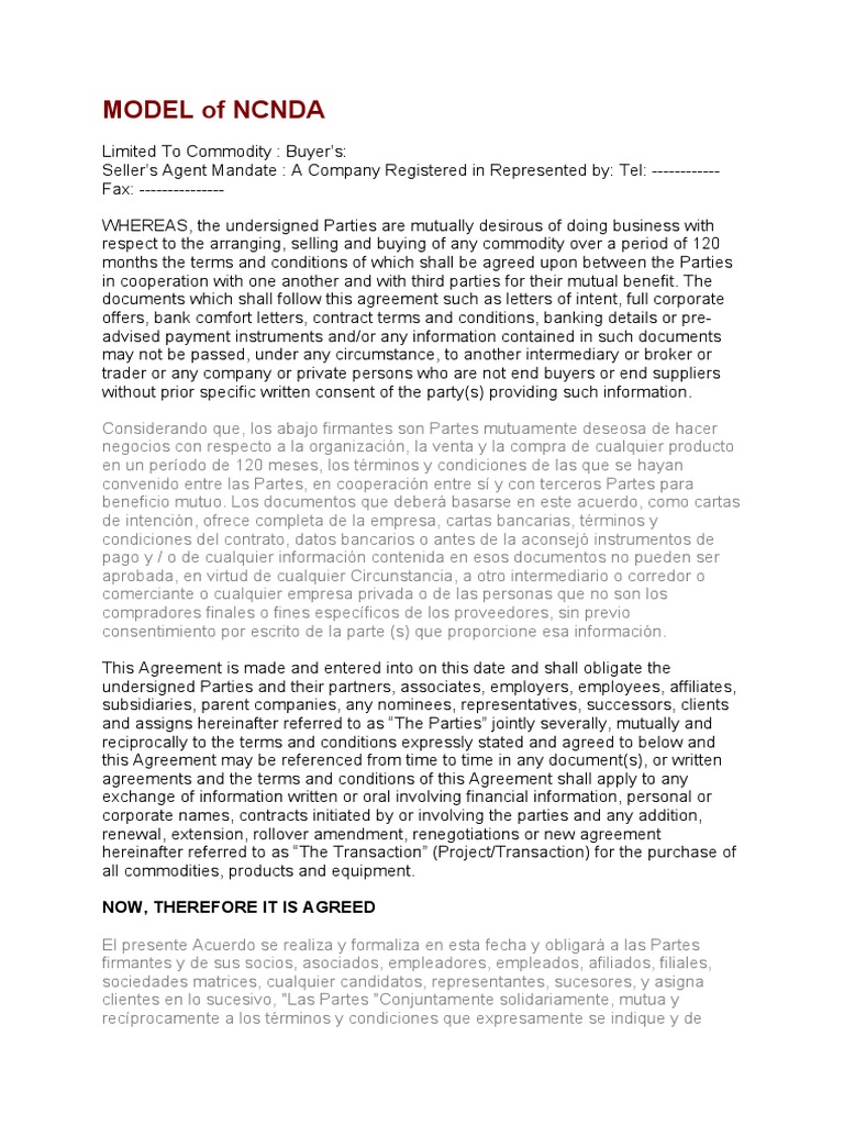 MODEL of NCNDA | Download Free PDF | Signature | Arbitration