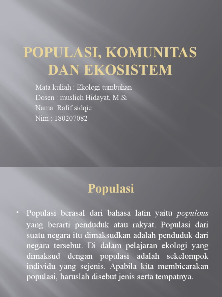 Populasi, Komunitas Dan Ekosistem | PDF