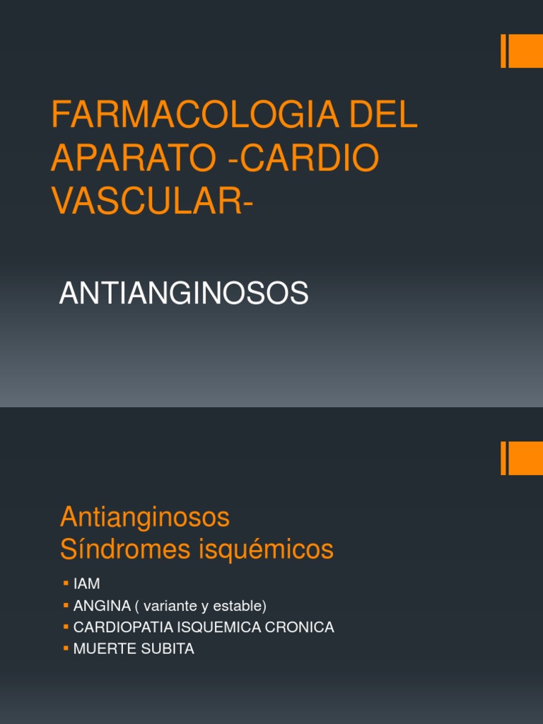 Farmacología de Antianginosos | PDF | Sistema cardiovascular | Angiología
