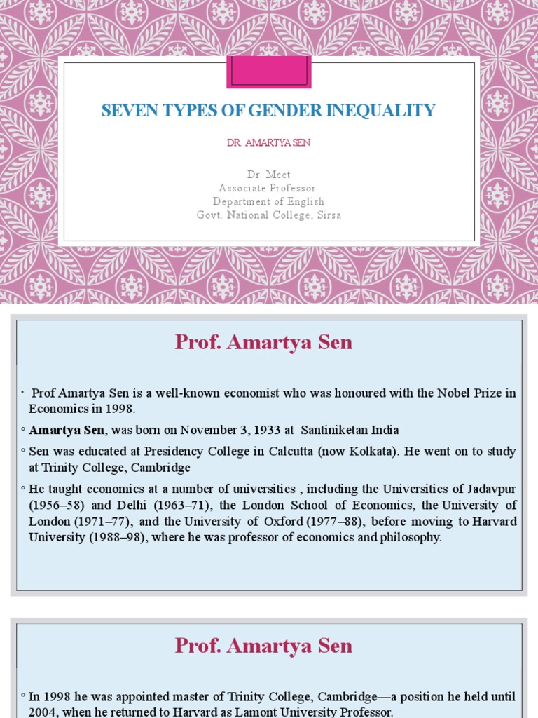 Seven Types of Gender Inequality: Dr. Meet Associate Professor ...